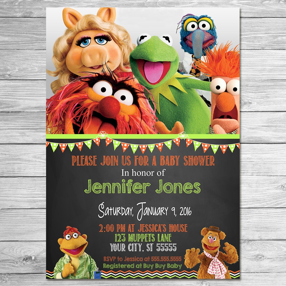 Muppets Movie Baby Shower Invitation Chalkboard - Muppets Shower ...