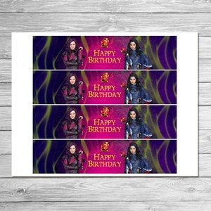 The Descendants Water Bottle Label Pink / the Descendants Birthday ...