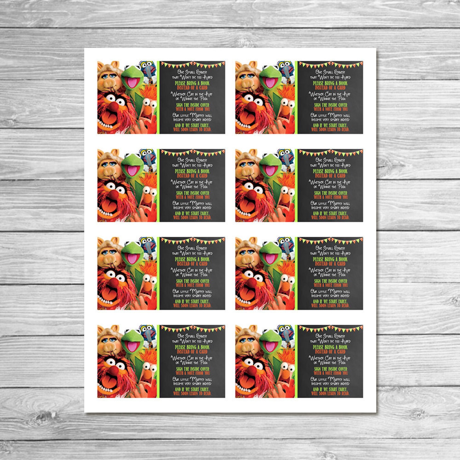 Muppets Please Bring a Book Instead of a Card Request Insert | Etsy