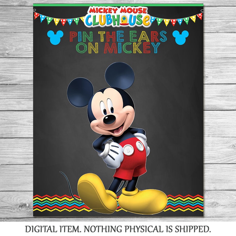 Mickey Mouse Clubhouse Pin the Ears on Mickey Chalkboard / Mickey Mouse ...