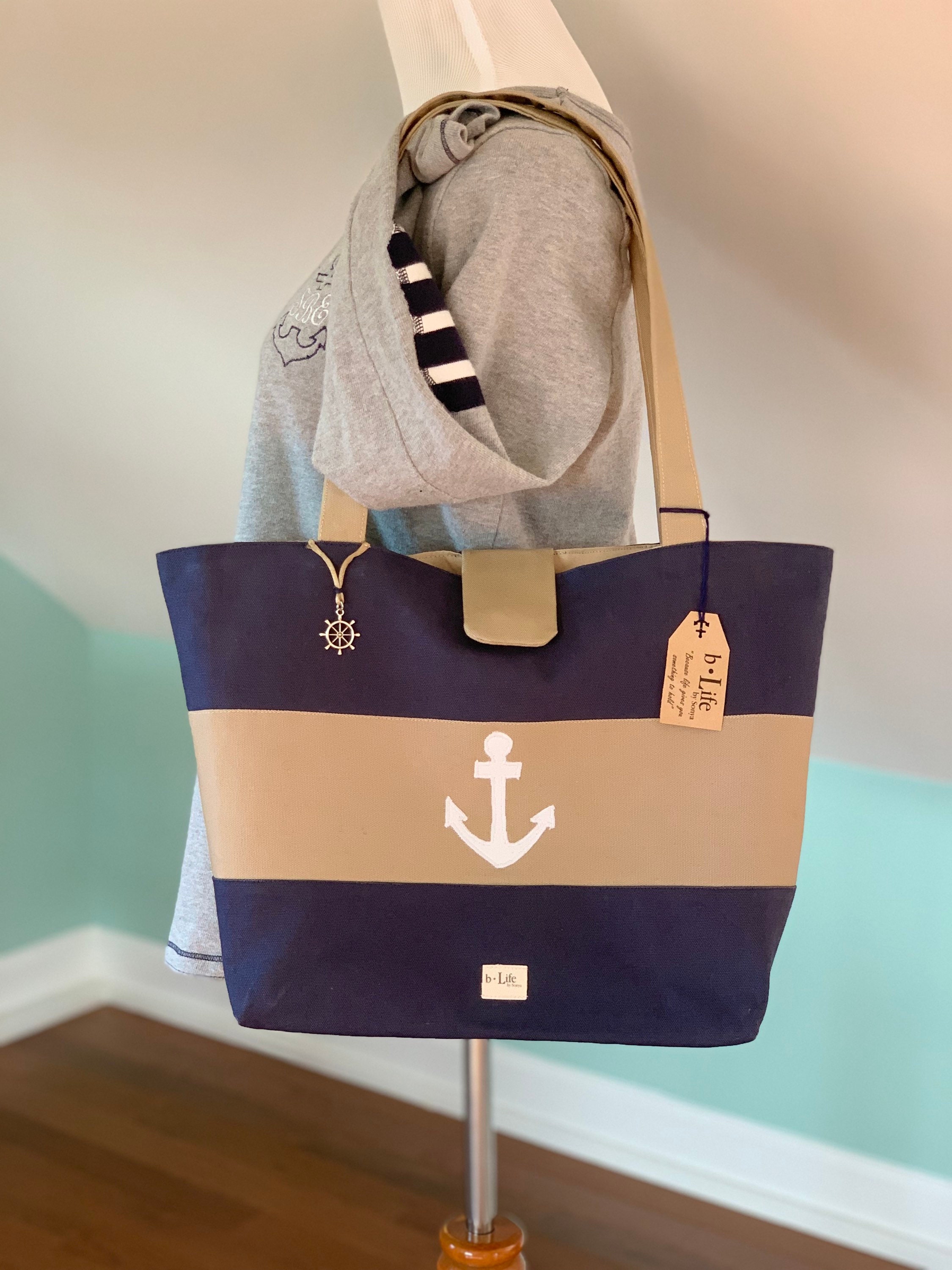 Nautical Anchor Canvas Handbag - Etsy