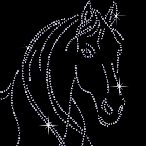 Horse Head Rhinestone Hotfix Transfer Iron on Applique Motif - Etsy