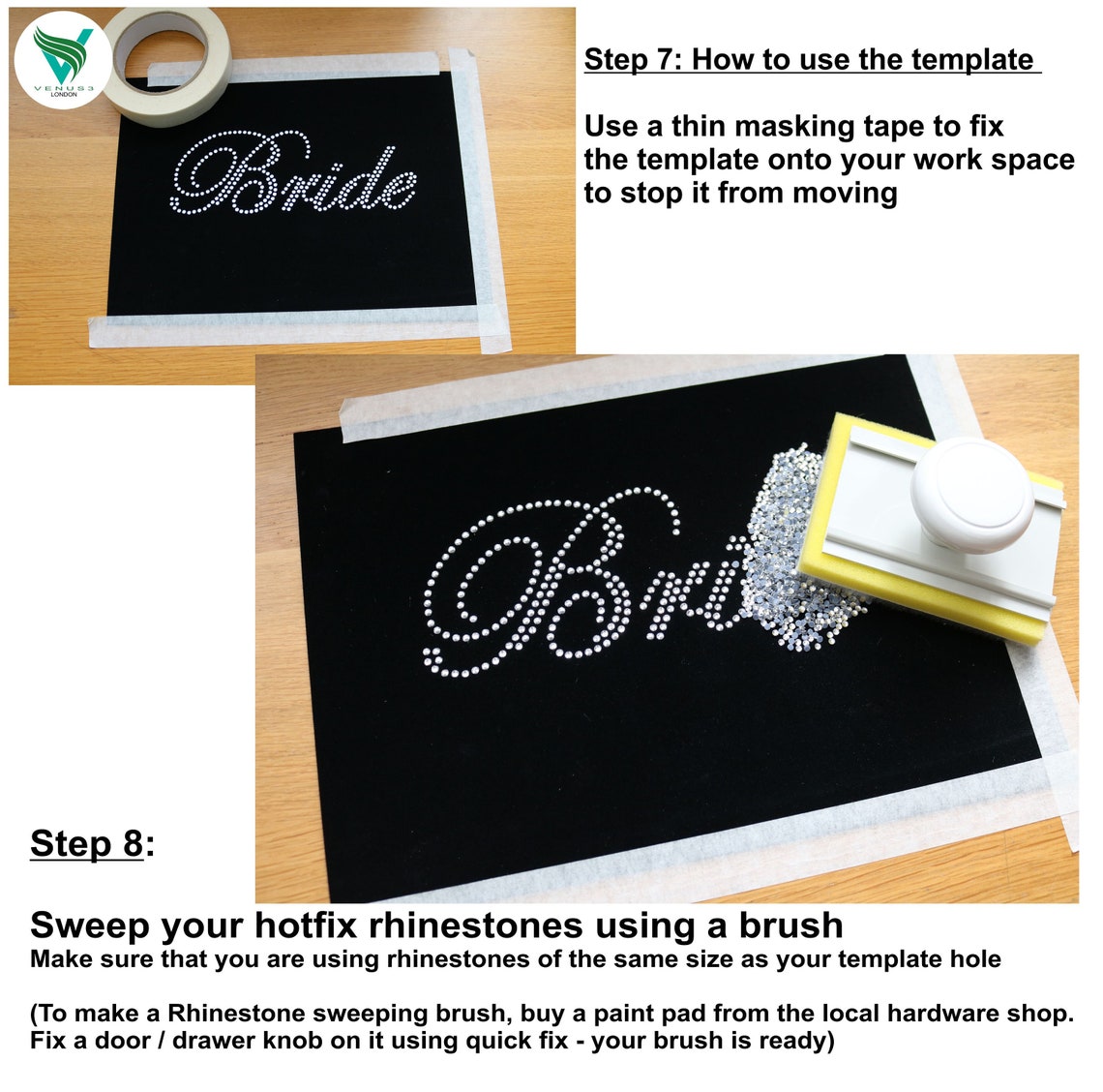 5 X Sheets (33cm X 21cm) of Sticky Back Flock Rhinestone Template ...