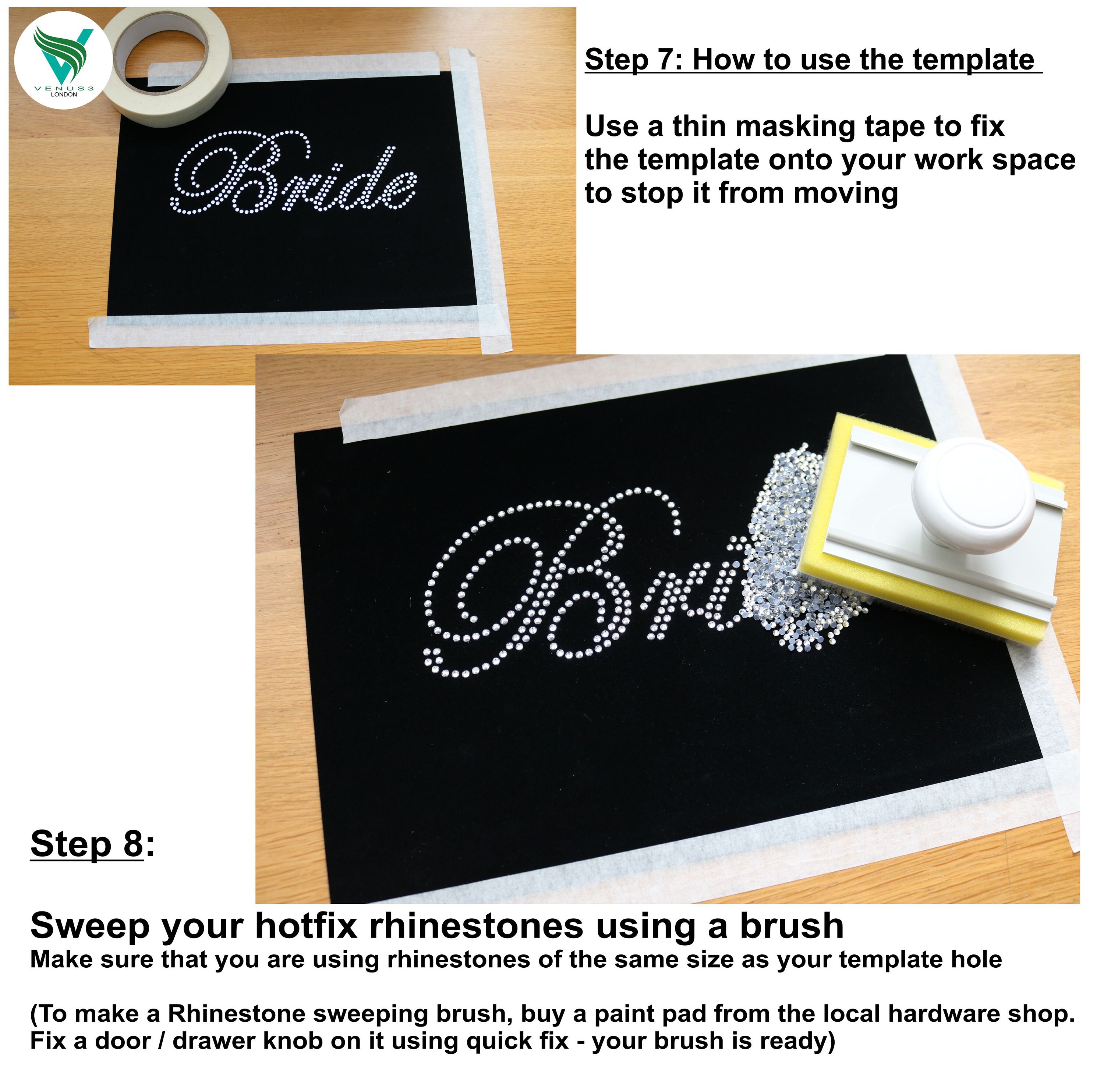 5 X Sheets (33cm X 21cm) of Sticky Back Flock Rhinestone Template ...