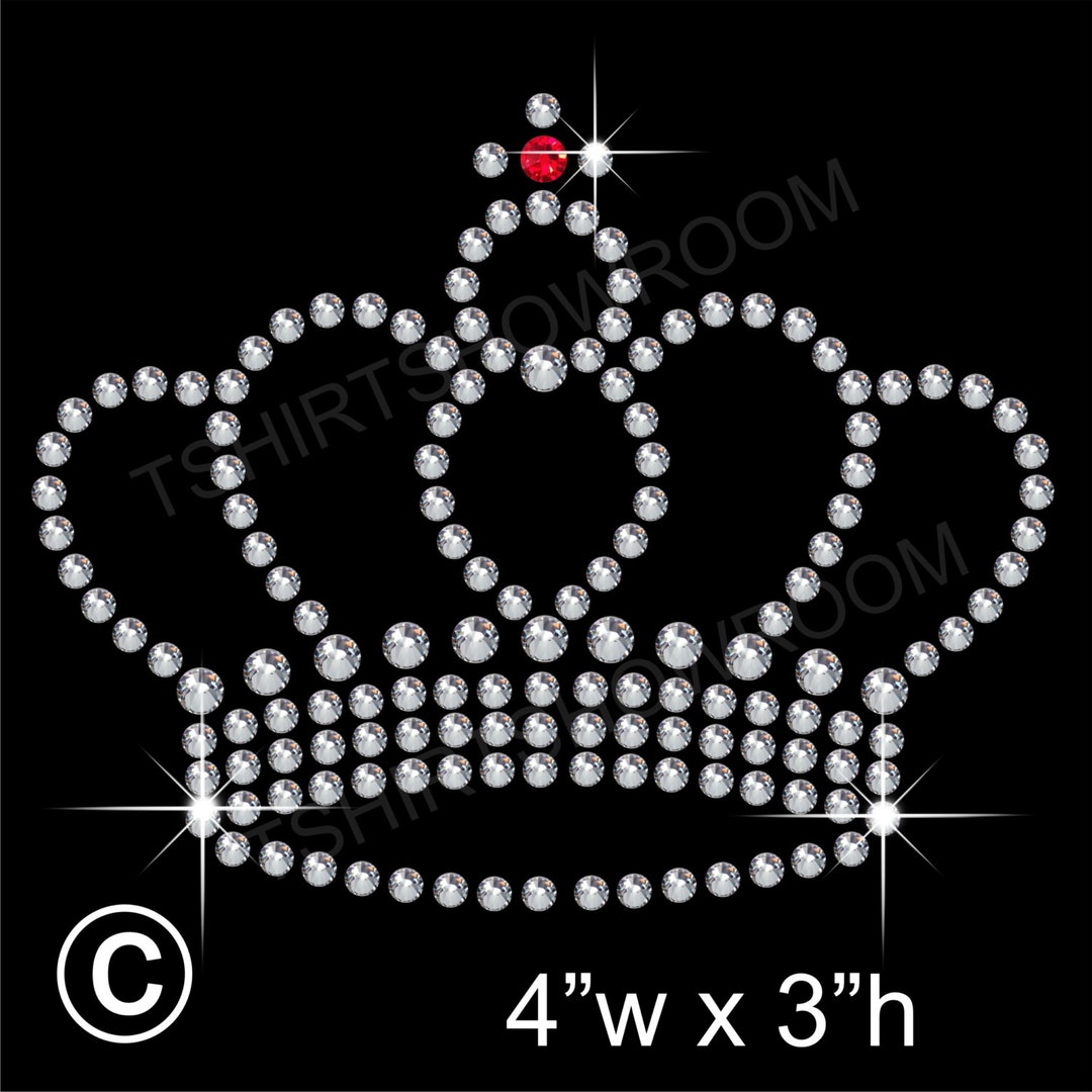 Tiara / Crown Rhinestone Hotfix Transfer Iron-on Applique Motif With a ...