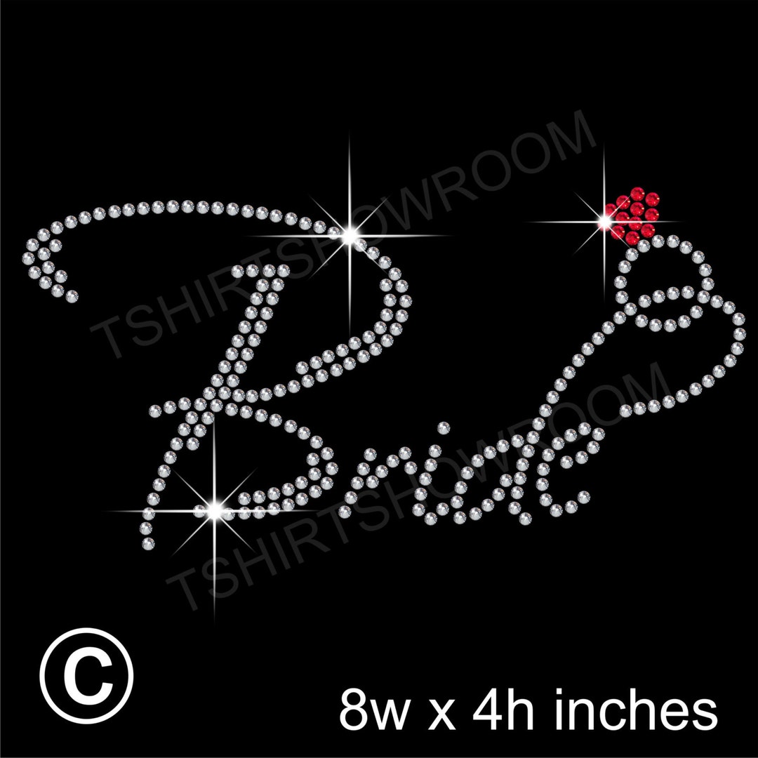 Bride and Ring Rhinestone Hotfix Transfer Iron on Applique Motif With a ...