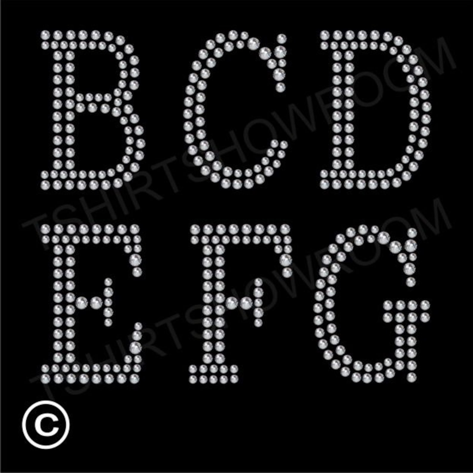 Rhinestone/diamante Transfer Letter (any 1) Hotfix Iron on Motif in ...