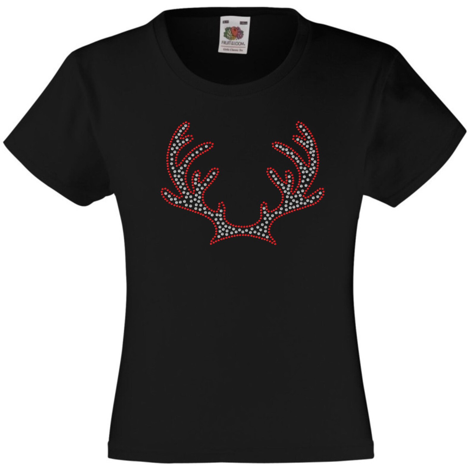 Christmas Reindeer Antlers Rhinestone Hotfix Transfer Iron-on Applique ...
