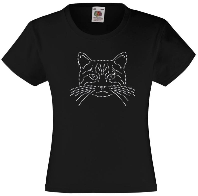 Cat Face Rhinestone / Diamante Hotfix Transfer Iron-on Applique Motif ...