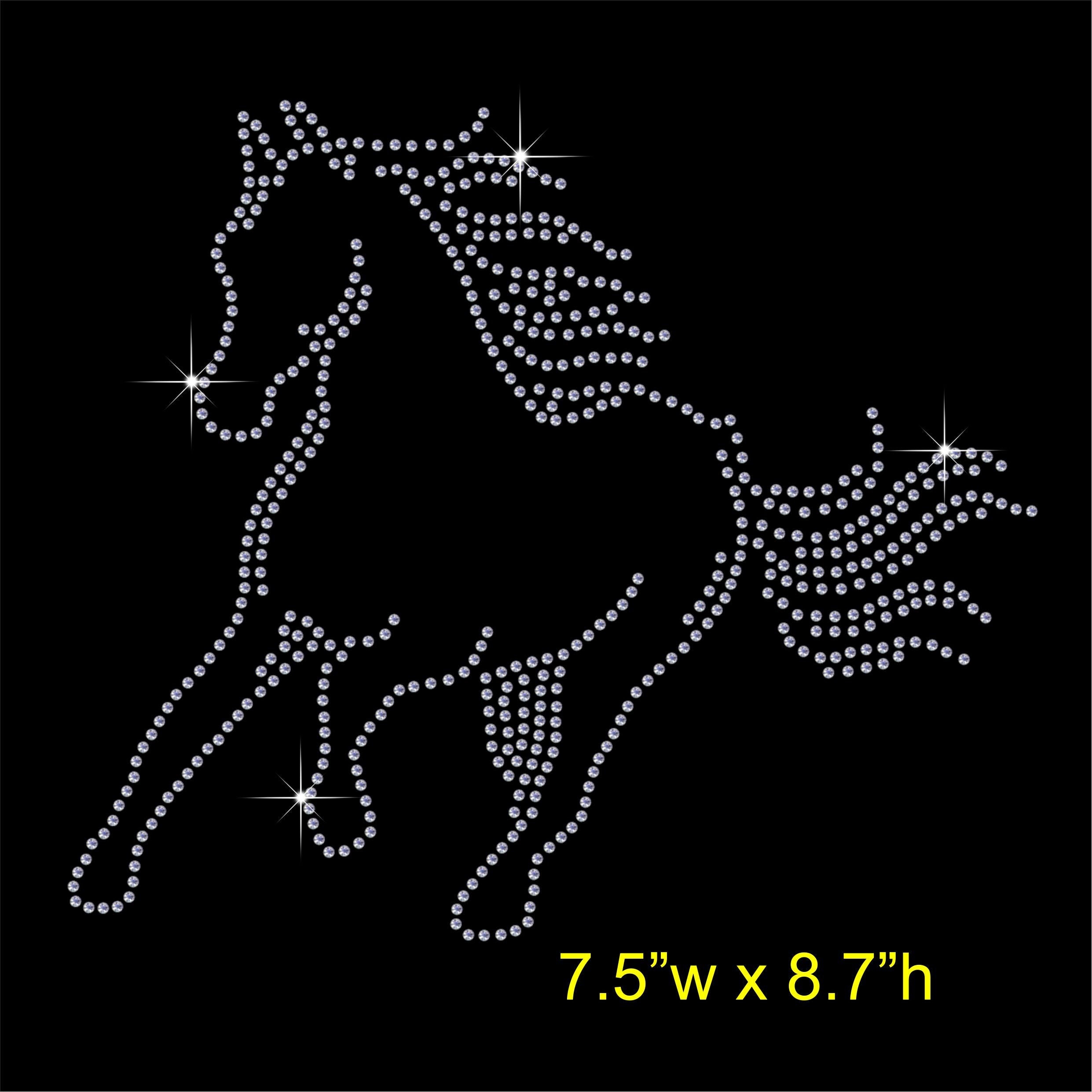 Running Horse Rhinestone Hotfix Transfer Iron on Applique Motif With a ...