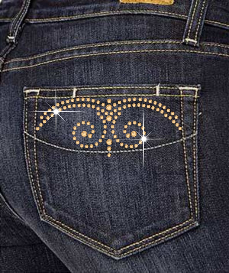 Jeans Pocket Design Rhinestone Hotfix Transfer Iron on - Etsy