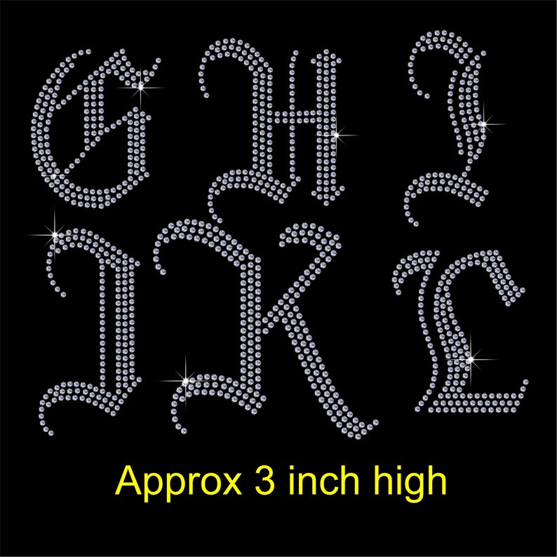 Old English Style Letters Rhinestone / Diamante Transfer | Etsy UK