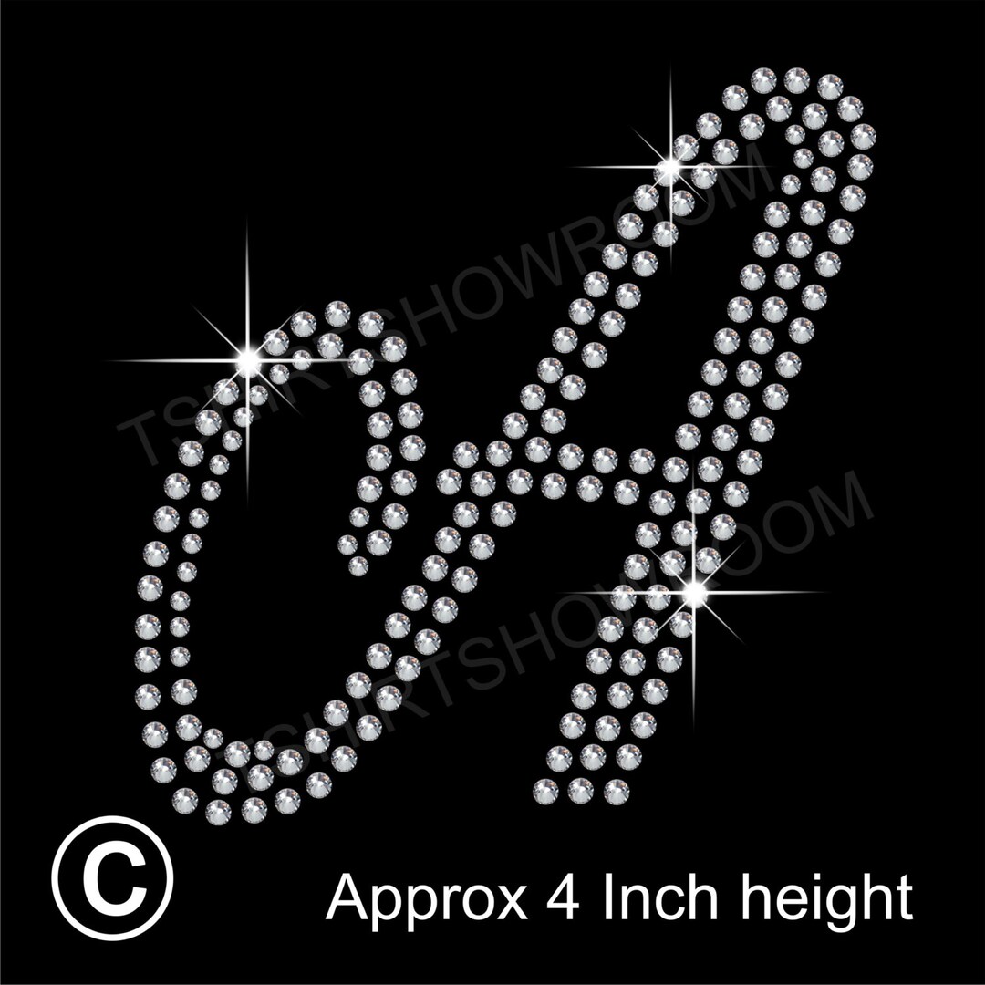 4 Inch Height Fancy Letters Rhinestone / Diamante Transfer Hotfix Iron ...