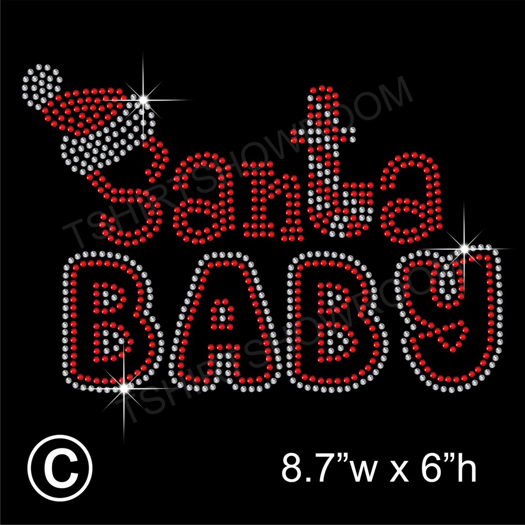 Christmas Santa Baby Rhinestone Hotfix Transfer Iron-on Applique Motif ...