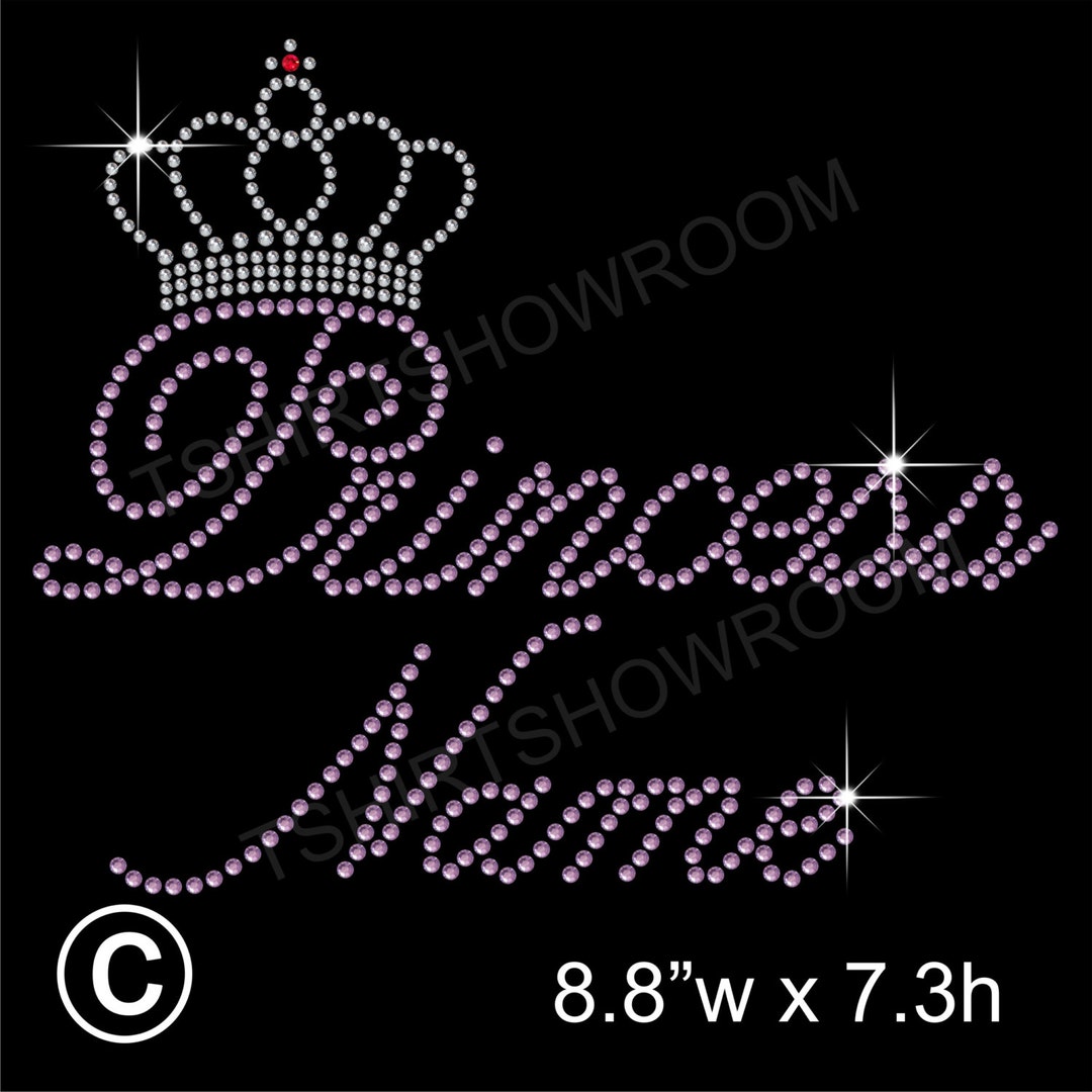 Personalised Princess, Tiara / Crown and Your Name - Rhinestone Hotfix ...
