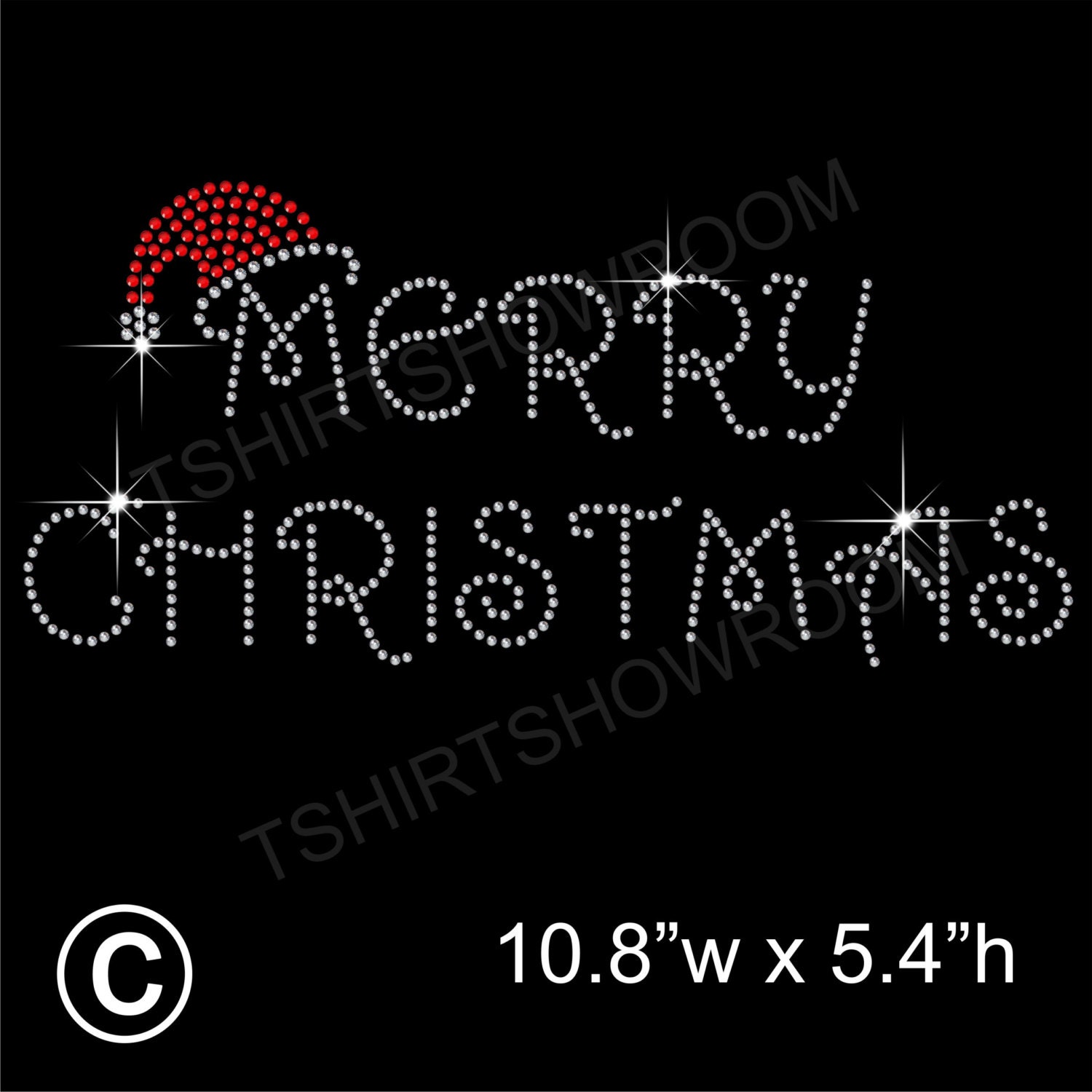 Merry Christmas With Hat Rhinestone Hotfix Transfer Iron-on - Etsy