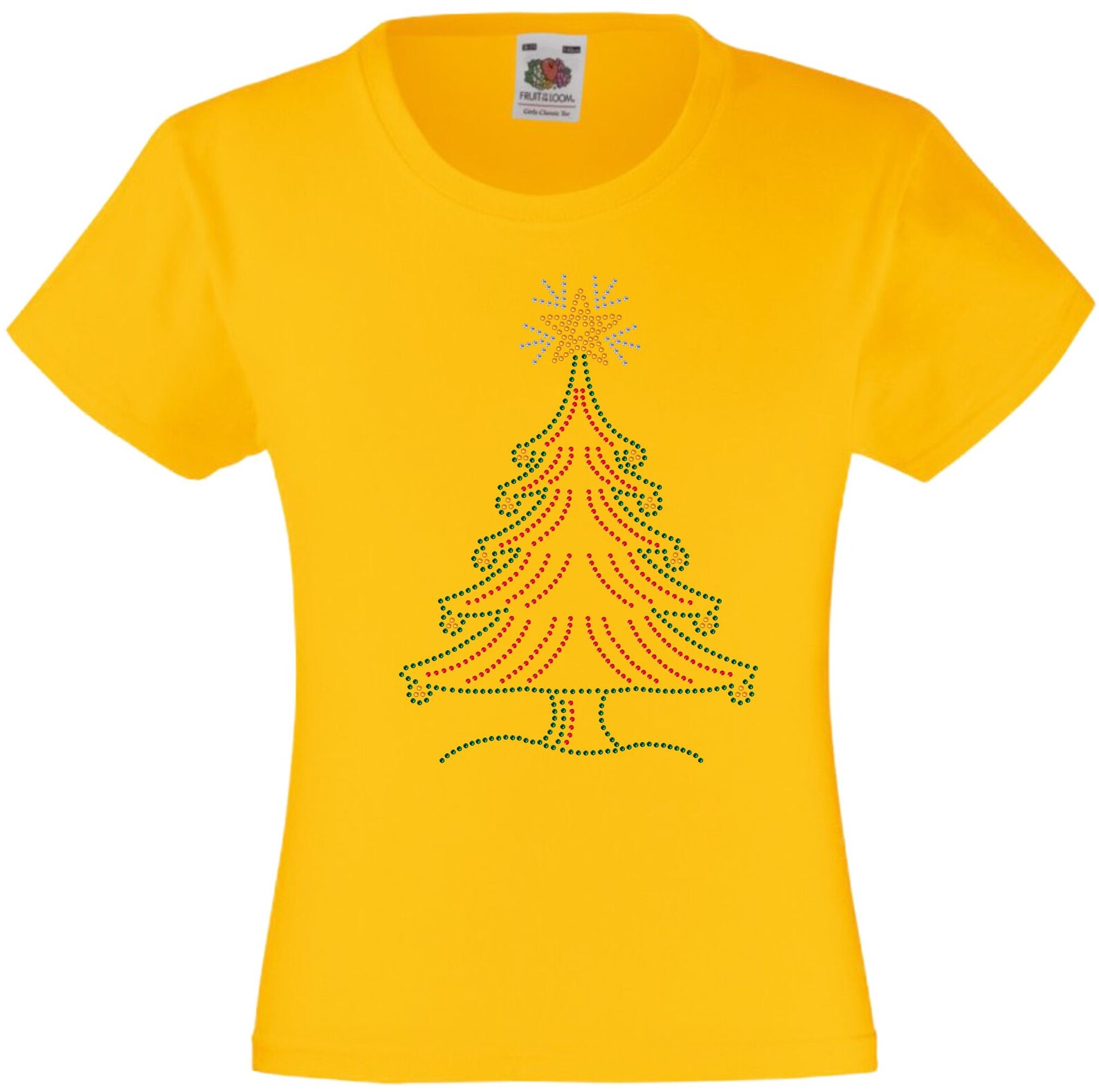 Christmas Tree Rhinestone Hotfix Transfer Iron on Motif Applique With a ...