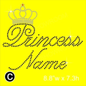 Personalised Princess, Tiara / Crown and Your Name - Rhinestone Hotfix ...