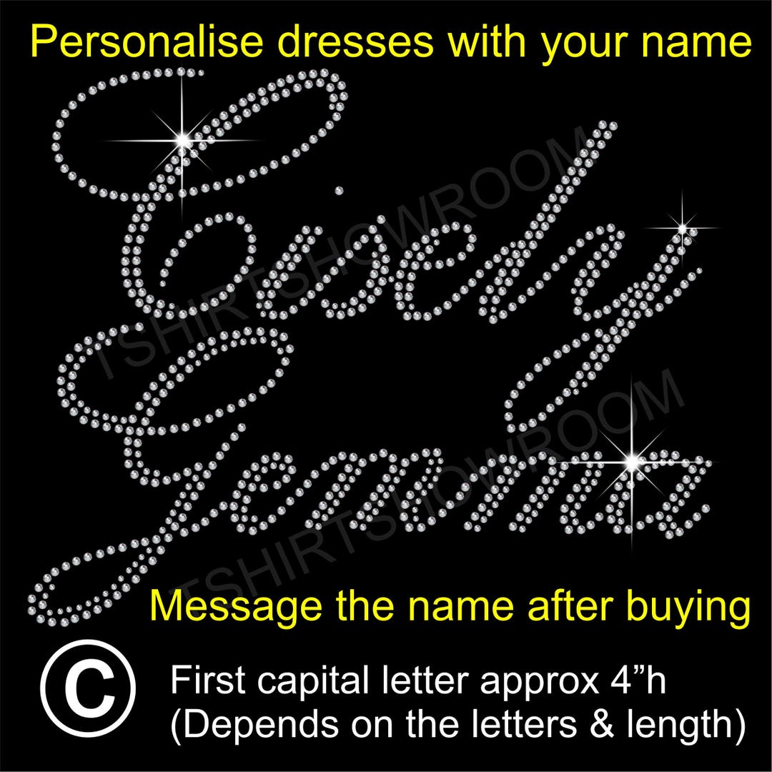 Personalised Name / Text Rhinestone Hotfix Transfer Iron-on Applique ...