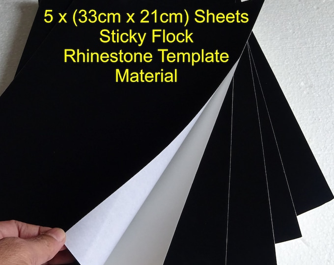 5 X Sheets (33cm X 21cm) of Sticky Back Flock Rhinestone Template ...