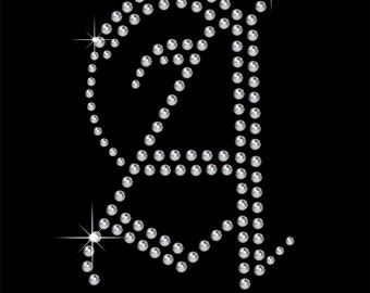 Big Artistic Letter Rhinestone/diamante Transfer Hotfix Iron on Motif ...