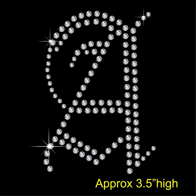 Old English Style Letters Rhinestone / Diamante Transfer Hotfix Iron on ...
