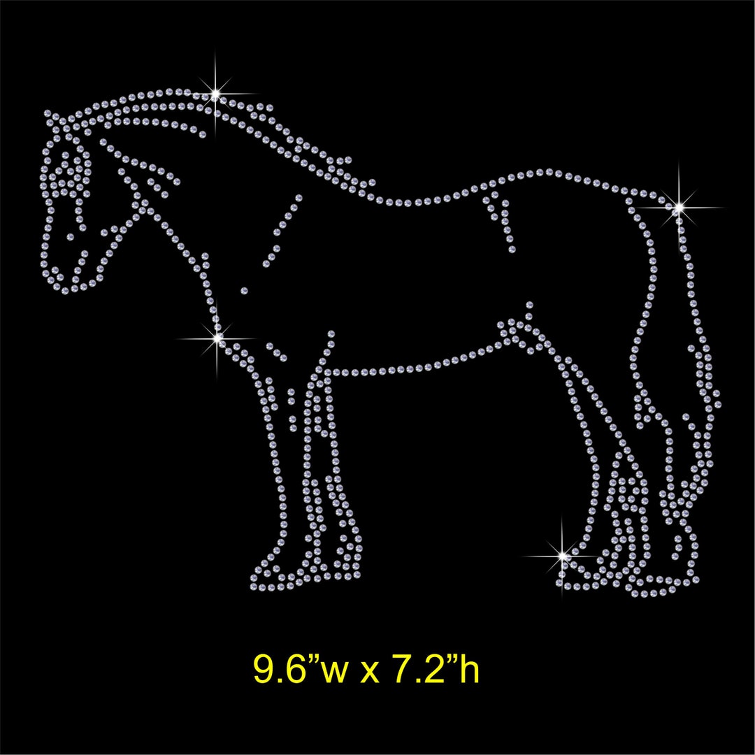 Horse Standing Rhinestone Hotfix Transfer Iron on Applique Motif With a ...
