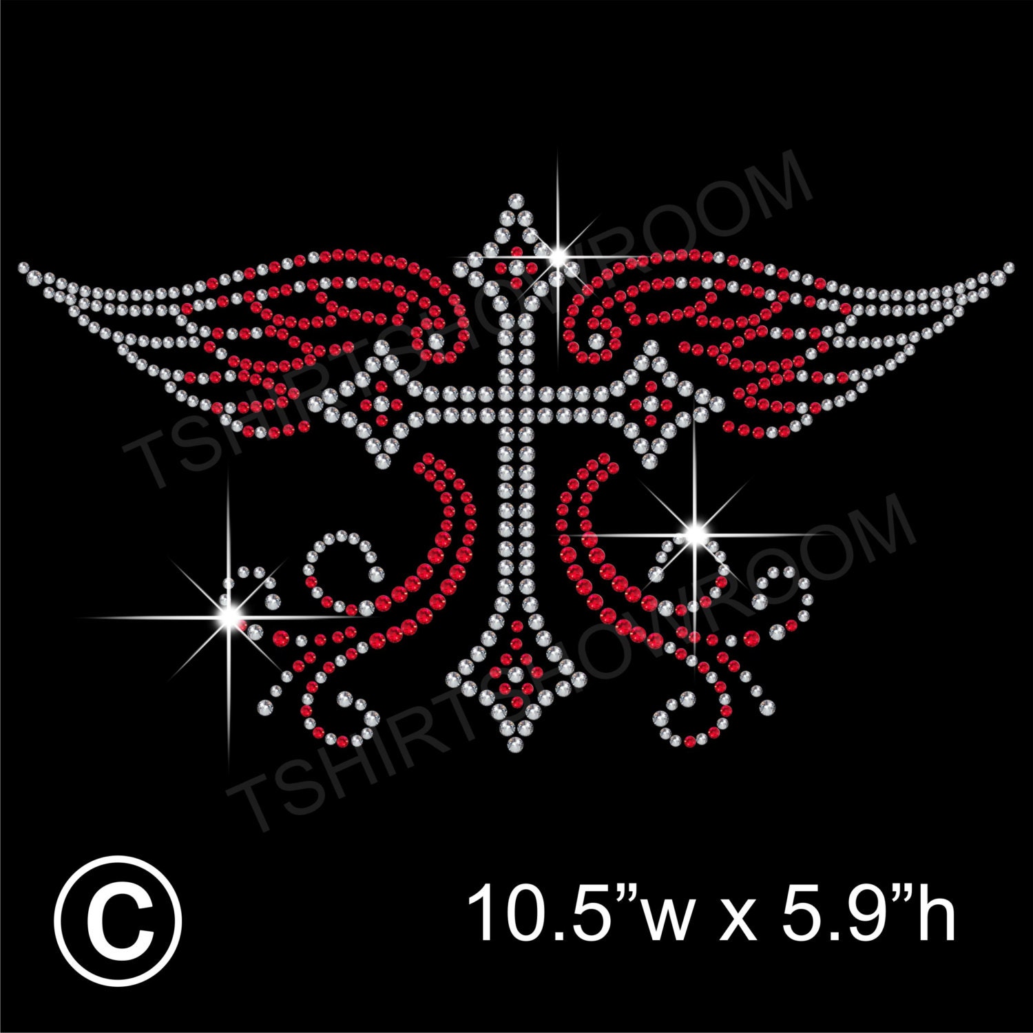 Gothic Cross / Symbol Rhinestone Hotfix Transfer Iron on Applique Motif ...