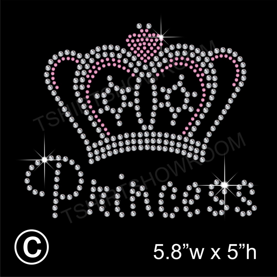Princess and Tiara / Crown Rhinestone Hotfix Transfer Iron on Applique ...