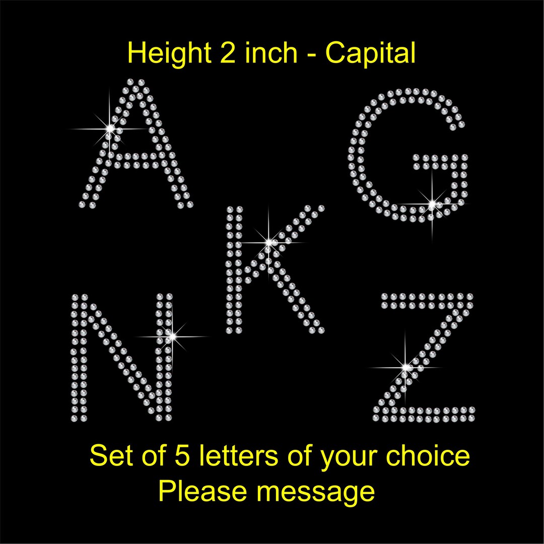 Five Letters Set of Your Choice Rhinestone Hotfix Transfer Iron on ...
