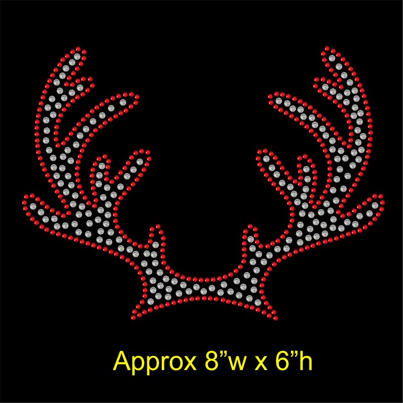 Christmas Reindeer Antlers Rhinestone Hotfix Transfer Iron-on Applique ...