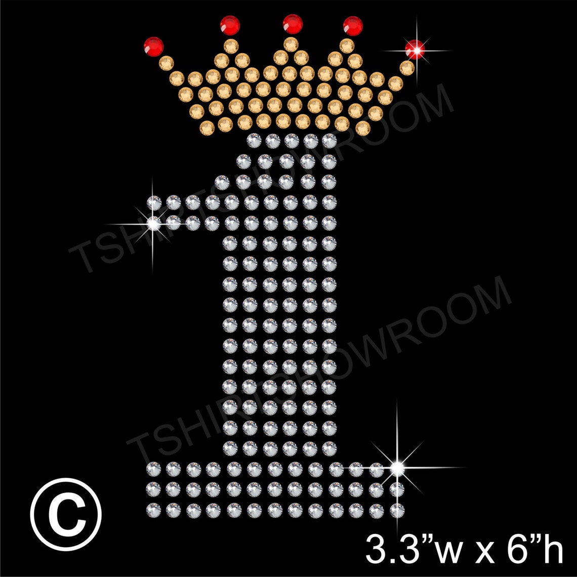 Birthday Number 1 to 10 (any One) With Tiara/crown Rhinestone Hotfix ...