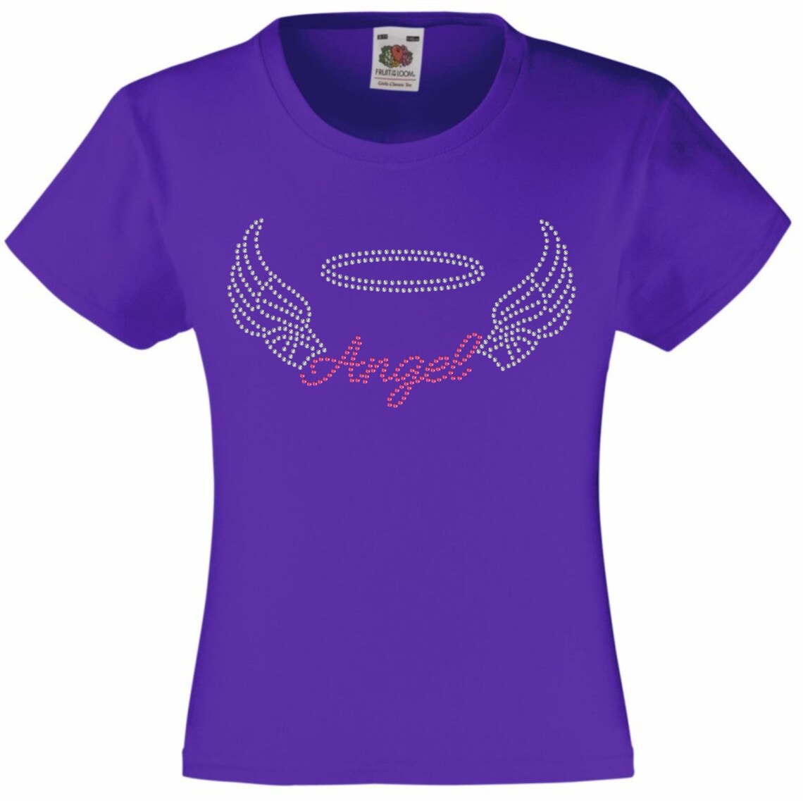 Angel With Wings Rhinestone Diamante Embellished T Shirt for Girls ...