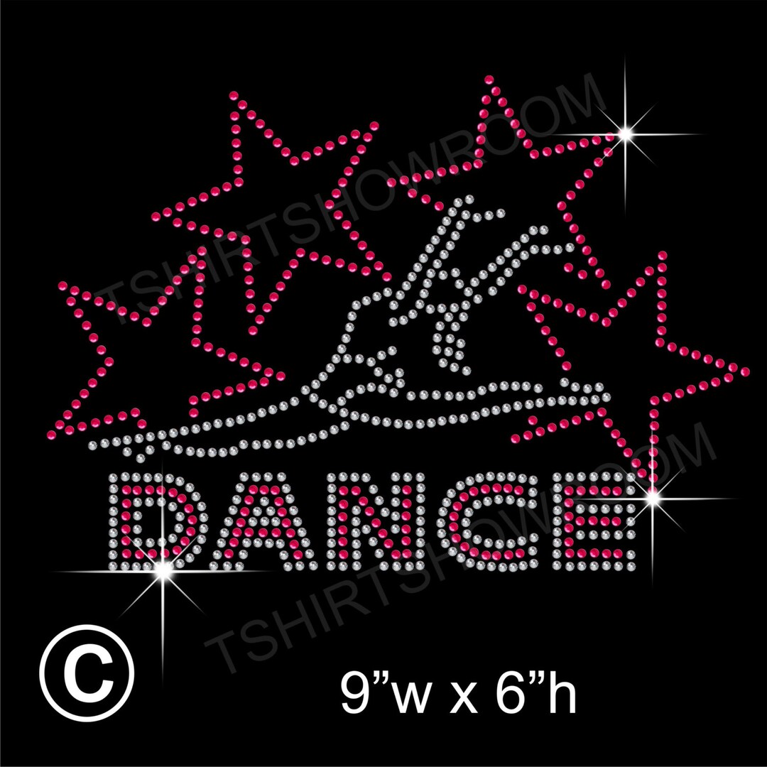 Dance and Stars Rhinestone Hotfix Transfer Iron-on Applique Motif With ...