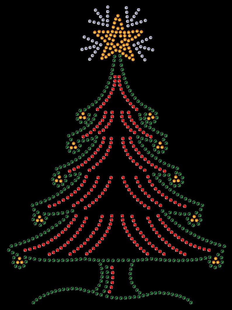 Christmas Tree Rhinestone Hotfix Transfer Iron on Motif Applique With a ...
