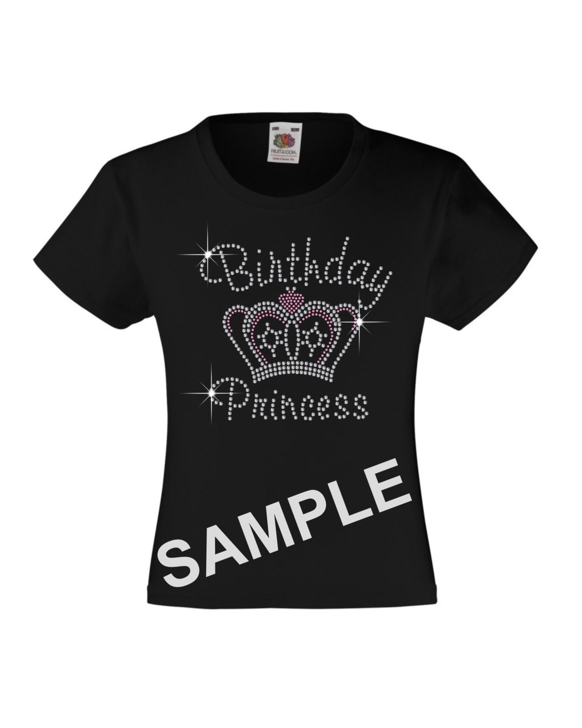 Birthday Princess and Tiara/crown Rhinestone Hotfix Transfer - Etsy