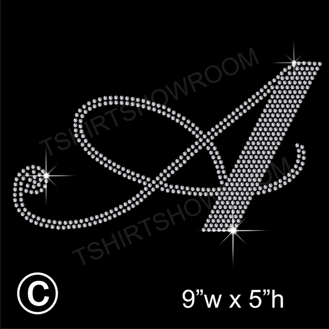 Big Artistic Letter Rhinestone/diamante Transfer Hotfix Iron on Motif ...