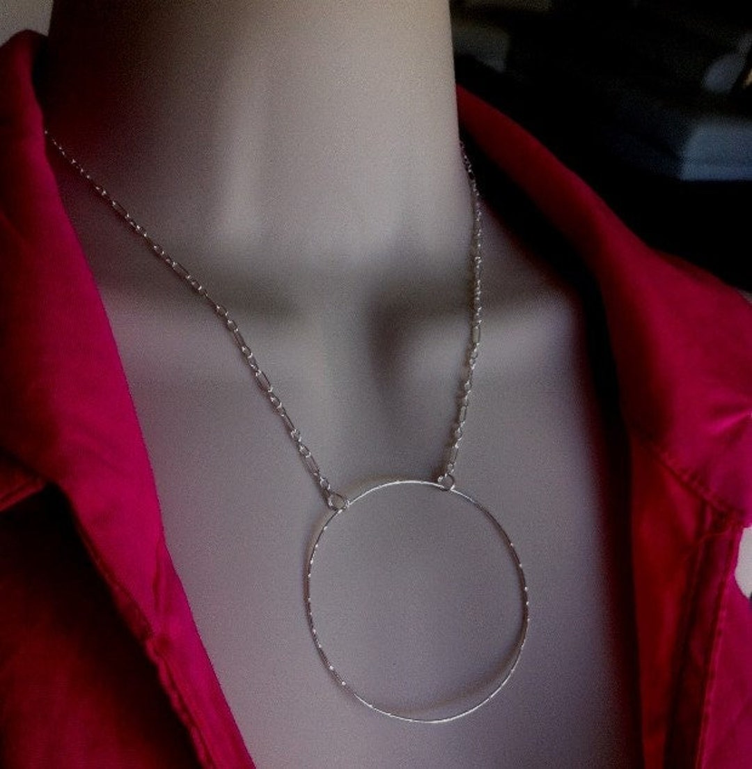 Circle Necklace Extra Large-sterling Silver Large Circle Necklace- 925 ...