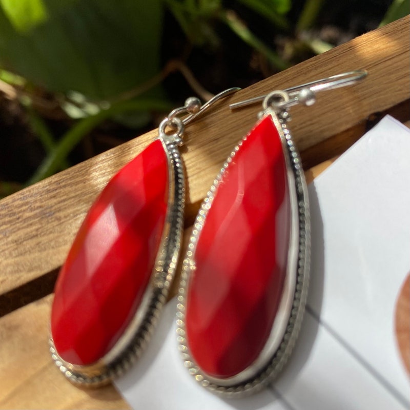 Red Gemstone Earring - Etsy