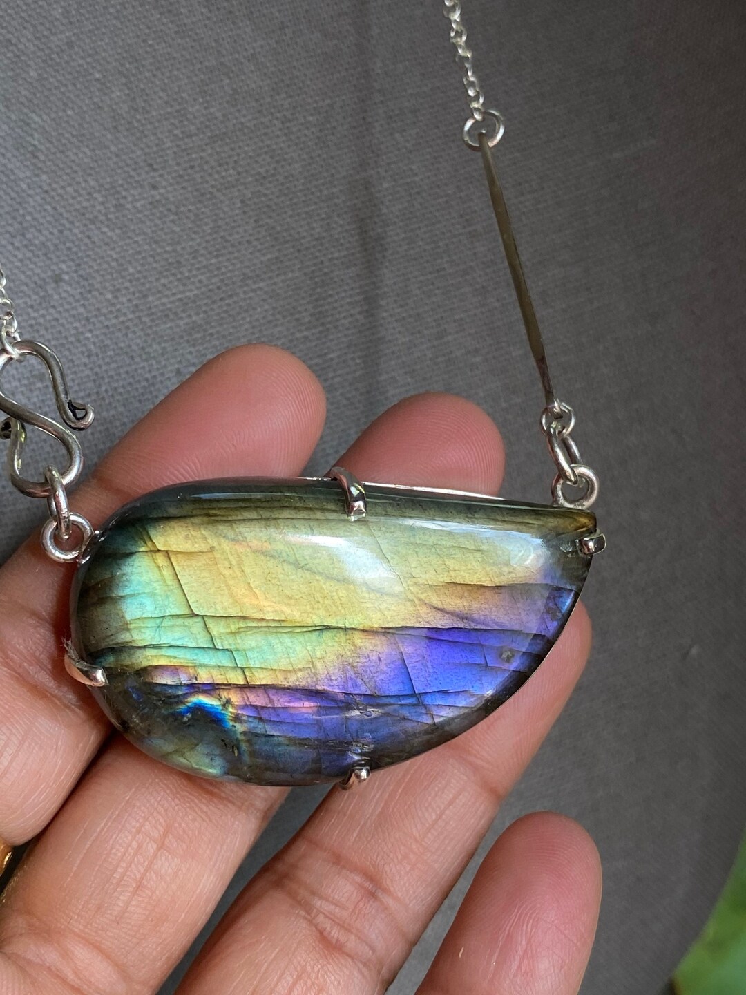 Sterling Silver Labradorite Pendant Necklace for Women: Unique Handmade ...