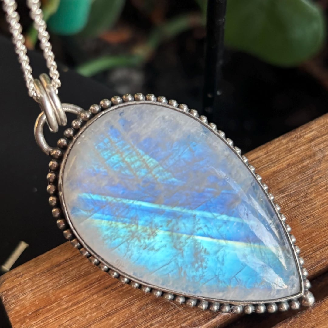 Moonstone Pendant Necklace for Men Women- Sterling Silver Set 925 ...