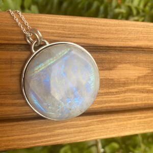 Moonstone Necklace Sterling Silver-large Round Moonstone Pendant-moon ...