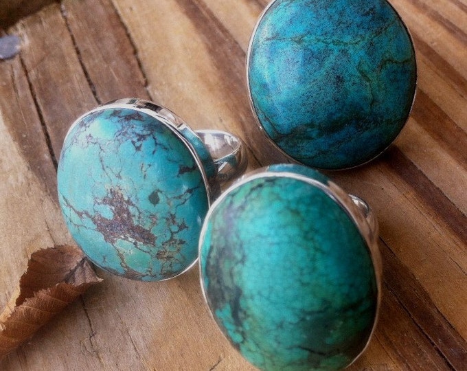 Turquoise Ring Greenish Blue Turquoise Ring Sterling Silver - Etsy