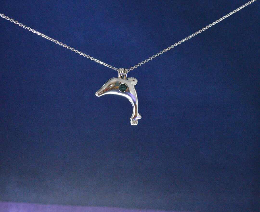 Silver Dolphin Diffuser Necklace, Oceanic, Essential Oils, Cage Style ...