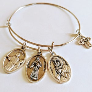 Custom Saint Bangle| Saint Medal| Custom Catholic Bracelet ...