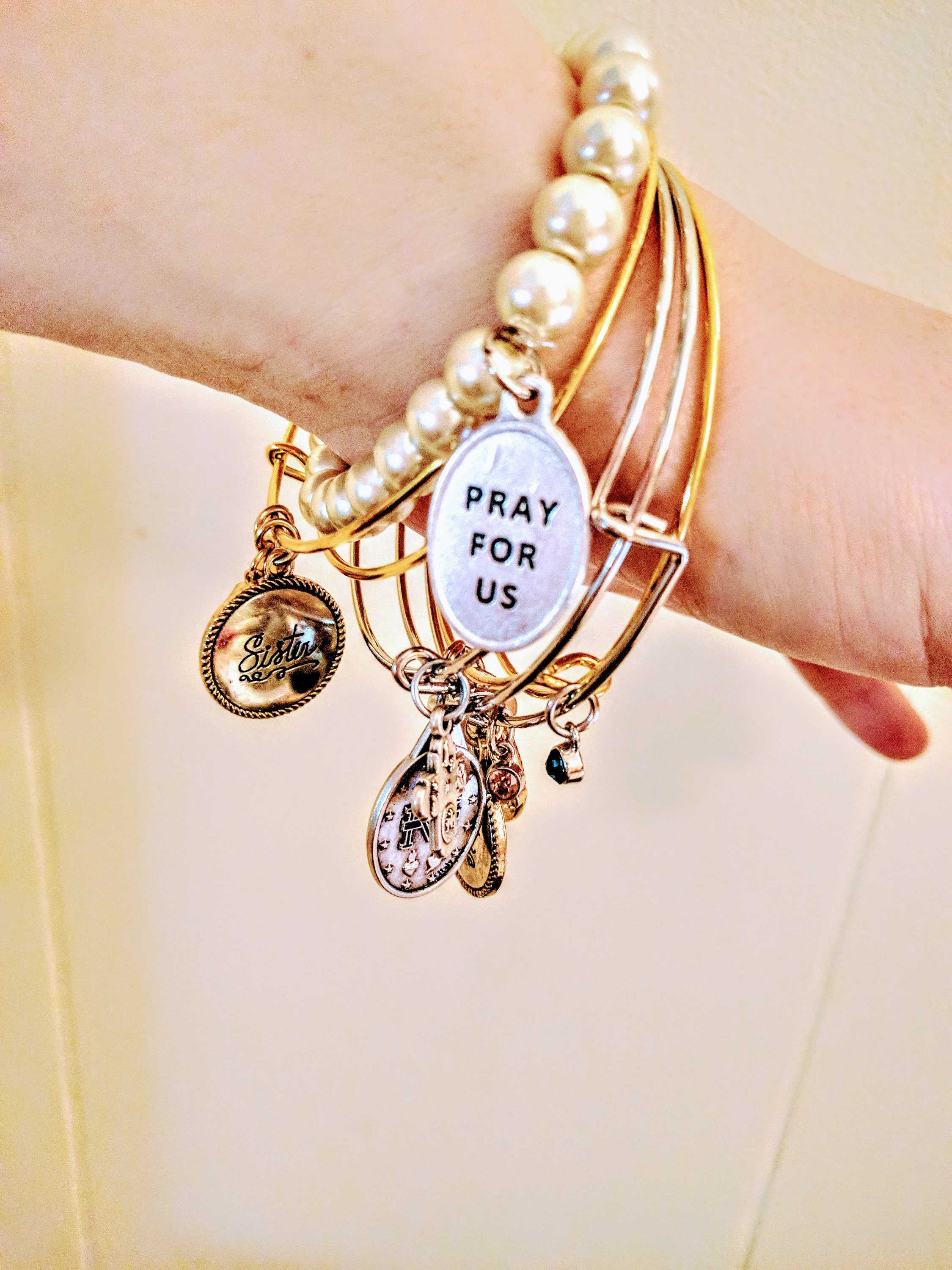 Custom Saint Bangle| Saint Medal| Custom Catholic Bracelet ...