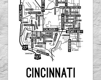 Cincinnati Map Poster - Etsy