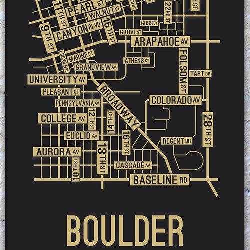 Boulder Colorado CO City Street Road Map Svg Png Dxf Pdf Eps - Etsy