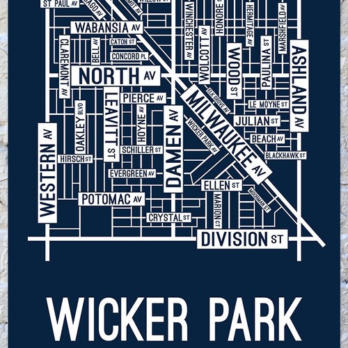 Bucktown Chicago Street Map Screen Print Bucktown Home - Etsy