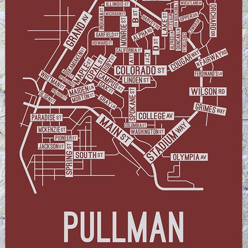 PULLMAN WASHINGTON Map Poster / College Town Map Gifts | Etsy